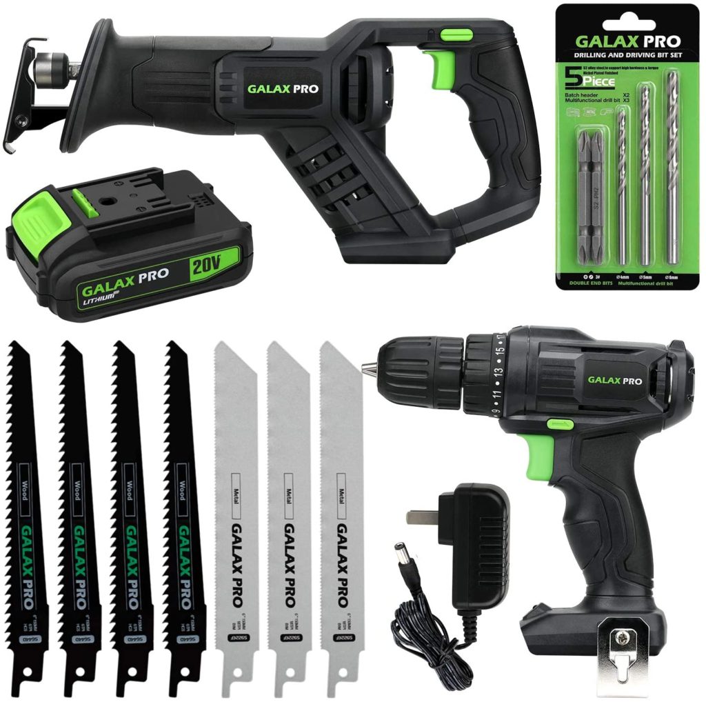 KIT COMBO INALAMBRICO GALAX-PRO TALADRO – SIERRA RECIPROCANTE 20 ...